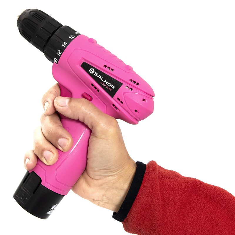 Taladro Atornillador Inalambrico Rosa 12v 10mm - Bulonfer