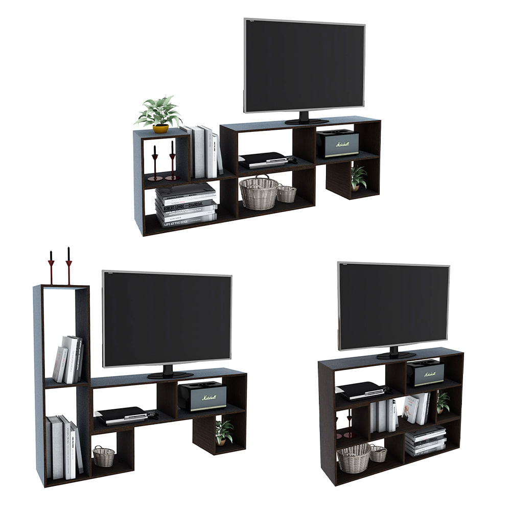 Rack de TV Wengue 6 Módulos | Mueble Organizador - Bulonfer
